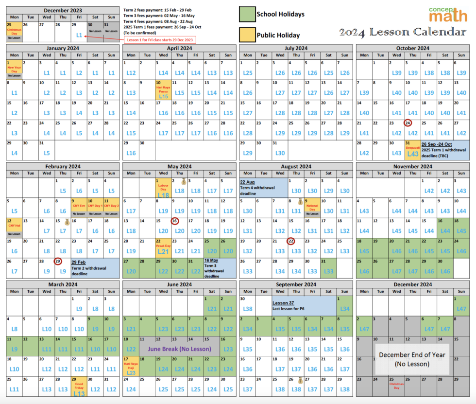 Calendar - Concept Math