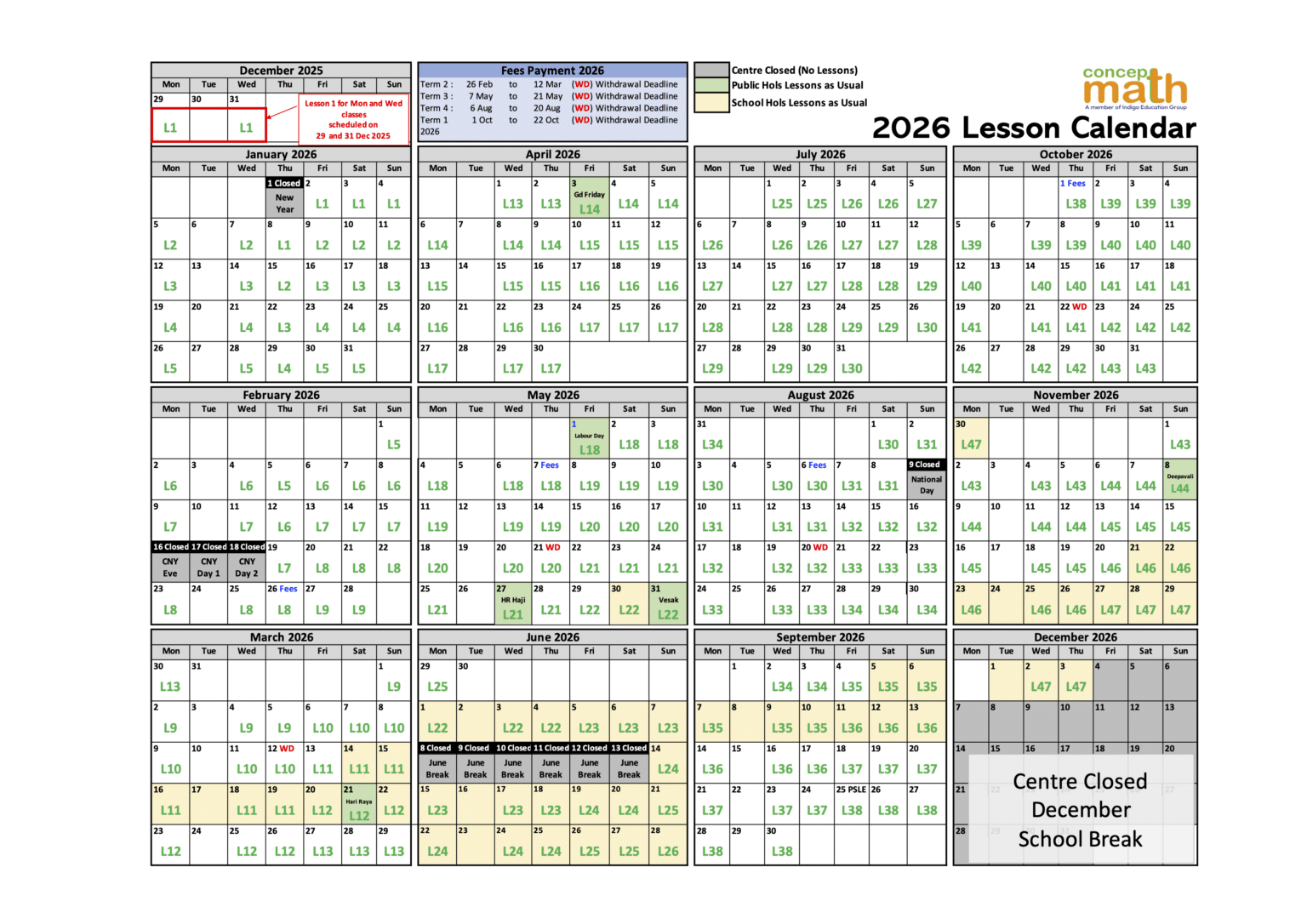 Calendar - Concept Math